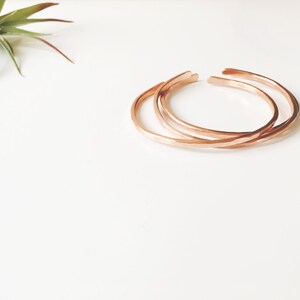 Minimalist Copper Stacker | Stacking Bracelet | Rose Gold Hammered Cuff ...