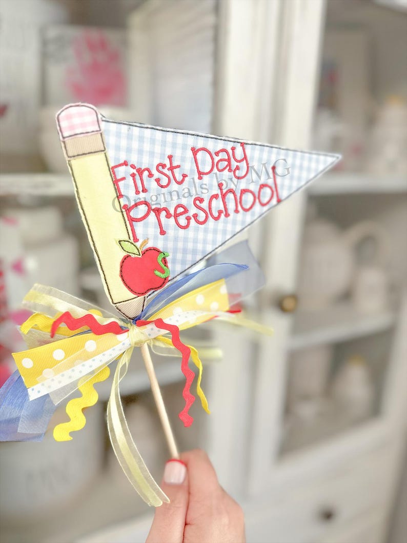Embroidered First Day of School Pennant: Custom Back to School Banner ...