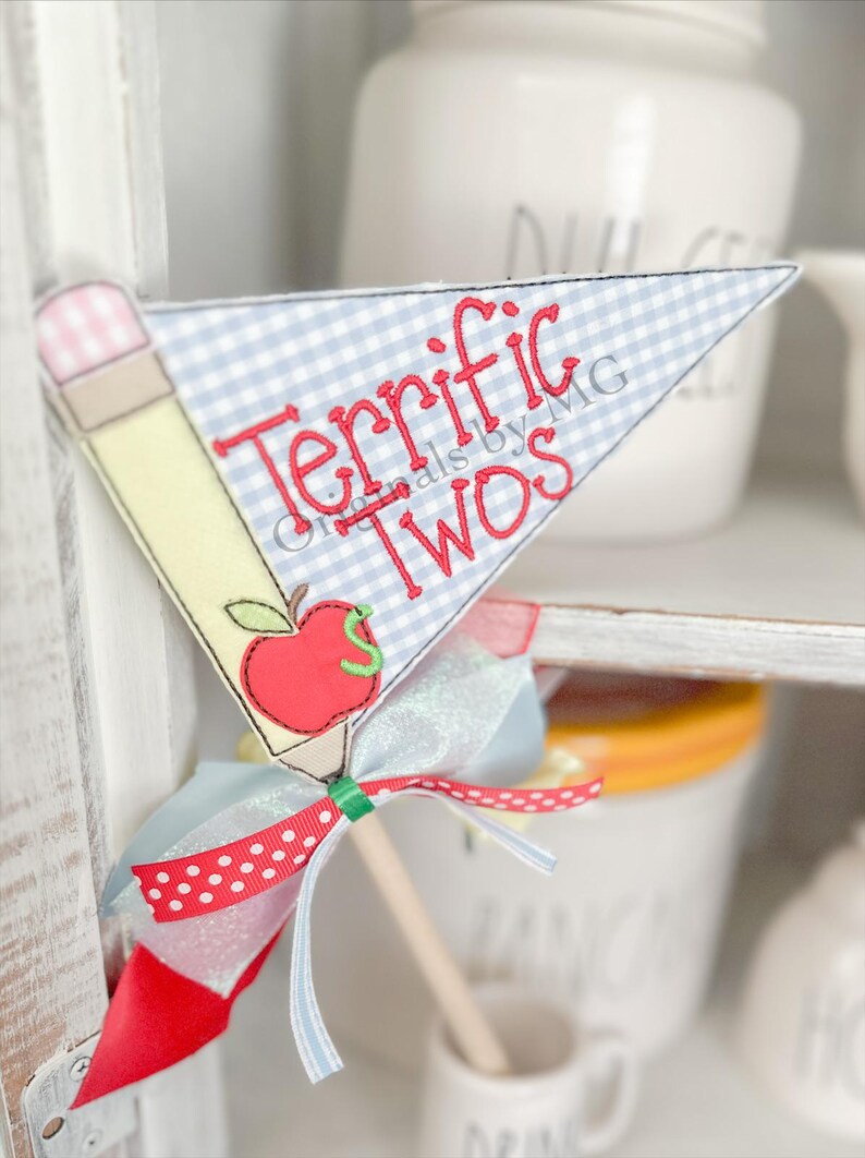Embroidered First Day of School Pennant: Custom Back to School Banner ...