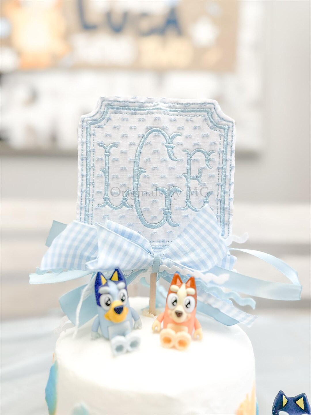 Monogrammed Embroidered Cake Topper: Baby Shower Birthday Decoration - Etsy