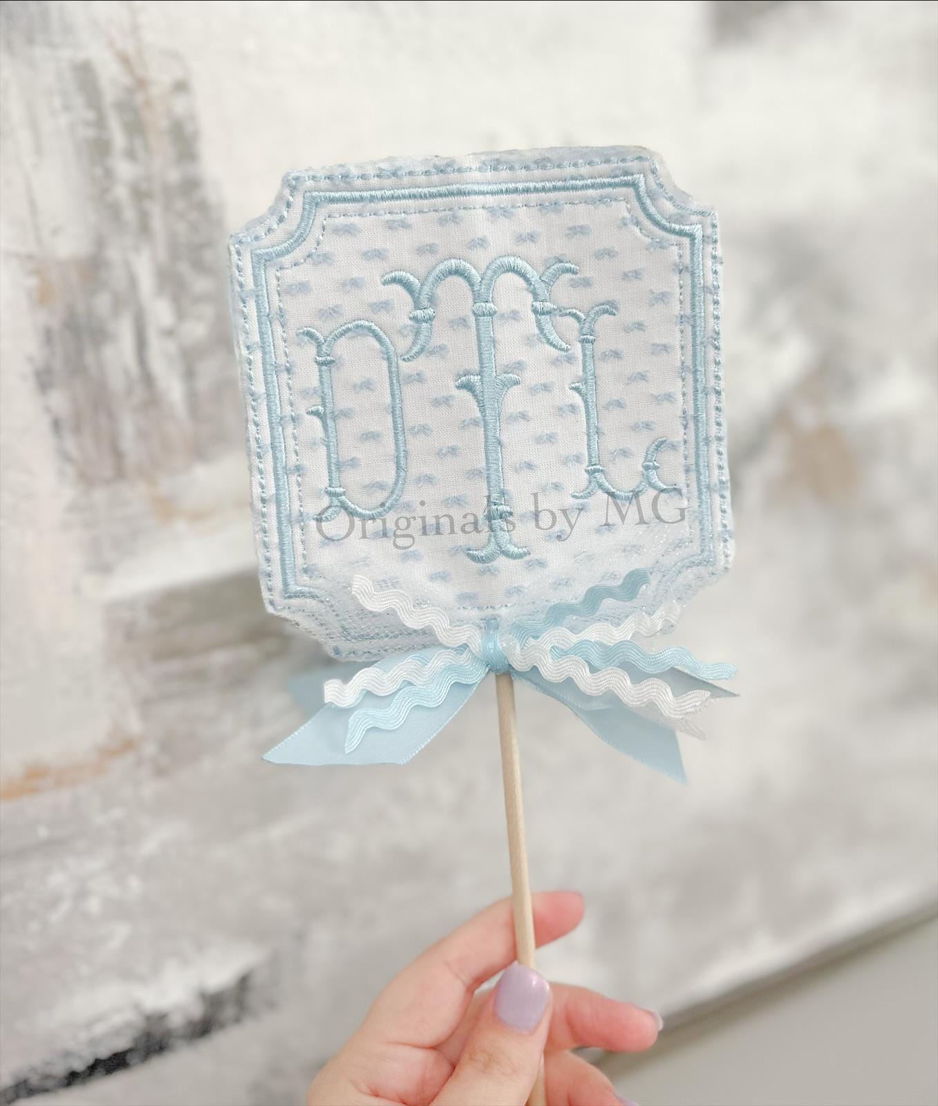 Monogrammed Embroidered Cake Topper: Baby Shower Birthday Decoration - Etsy