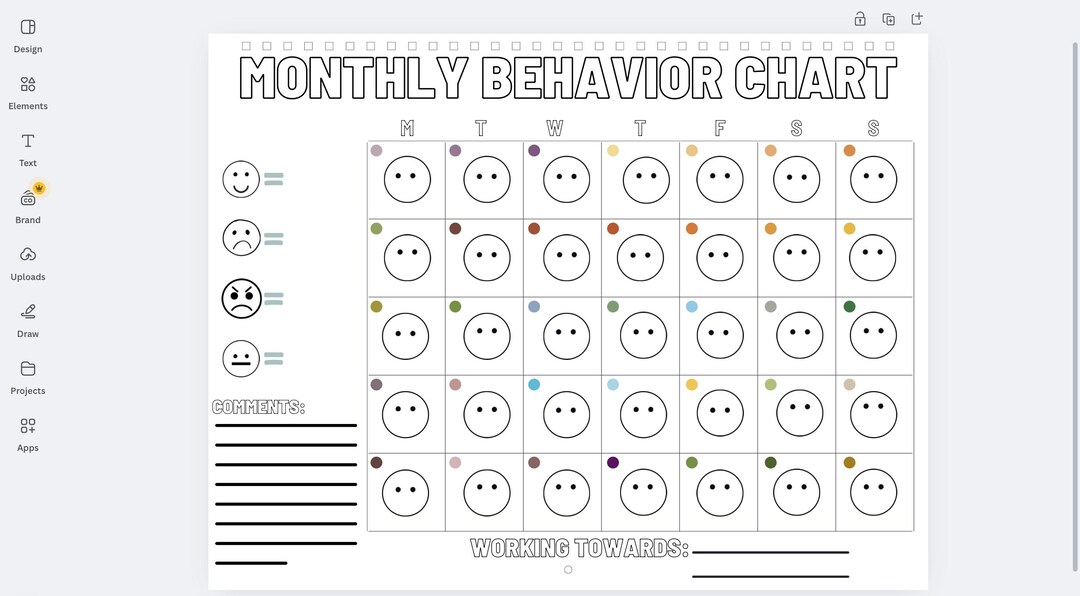 Monthly Behavior Chart - Etsy