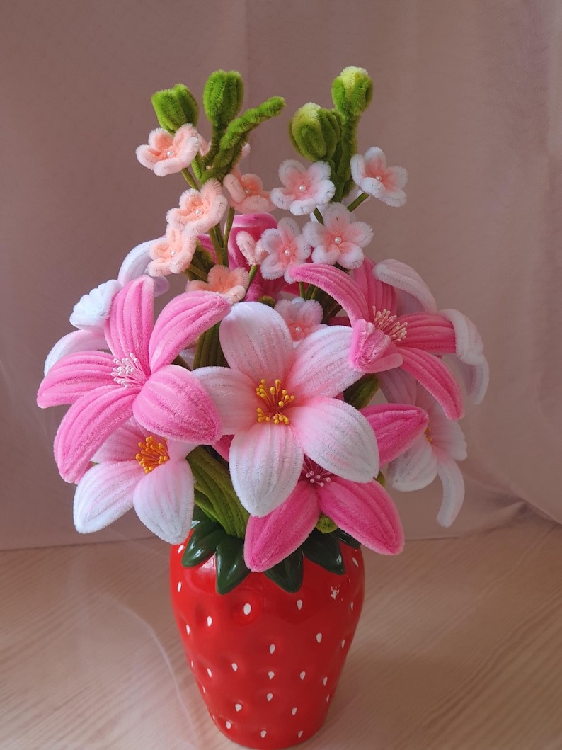 Handmade Flowers by Chenille Stems Everlasting Flower | Soft Bloom Lily ...