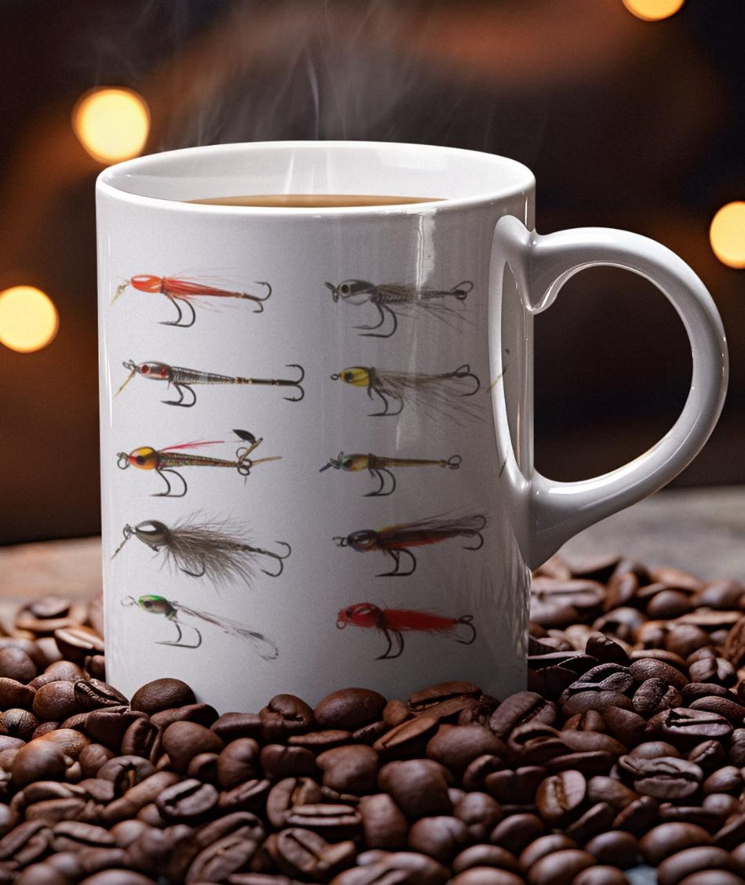 Fly Fishing Lure Coffee Mug: Watercolor Trout Flies Design - Etsy