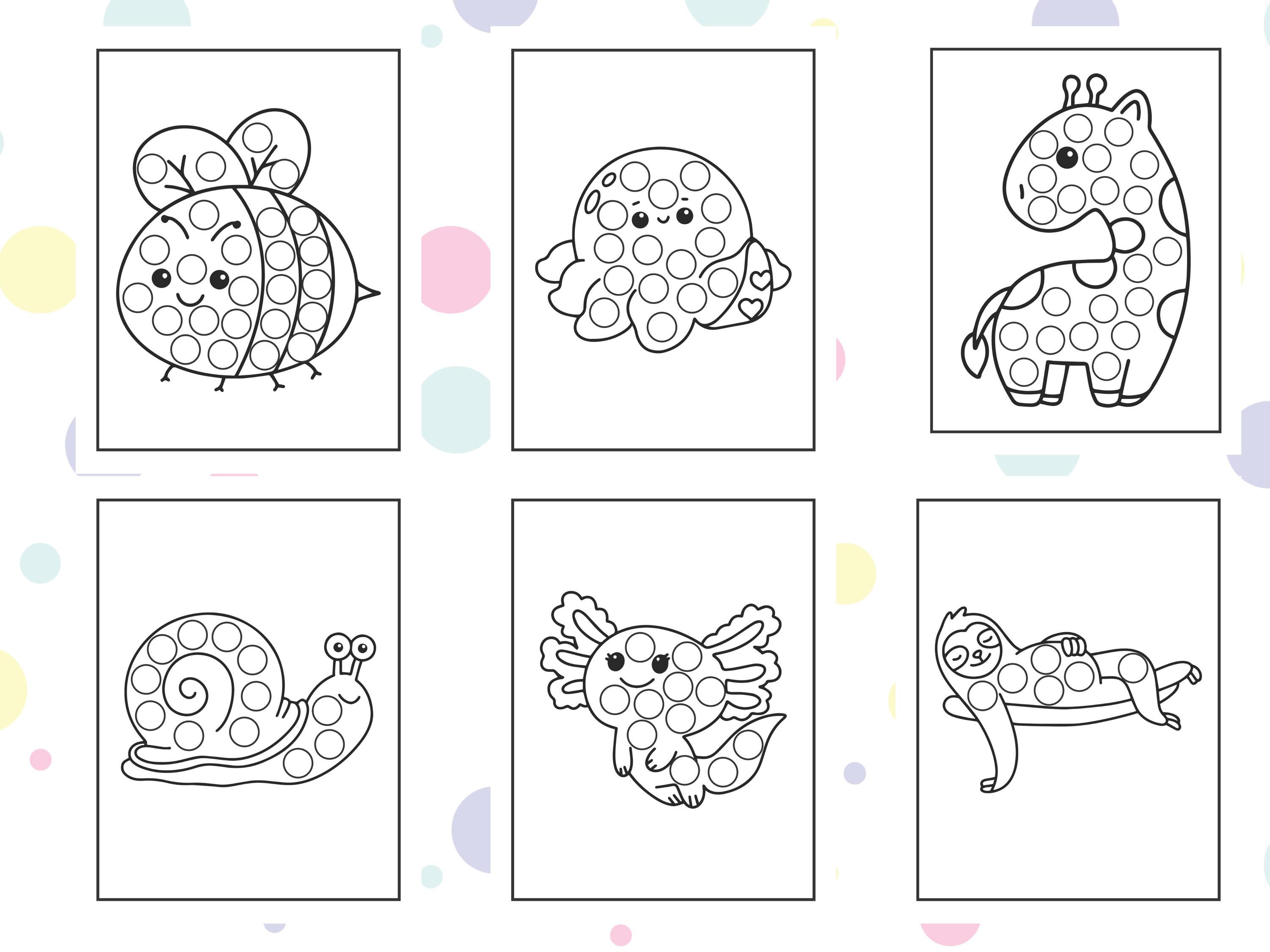 Animals Dot Marker Coloring Pages, Toddlers Coloring, Printable for ...