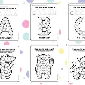 Alphabet Animals Dot Marker Coloring Pages, Printable for Kids ...