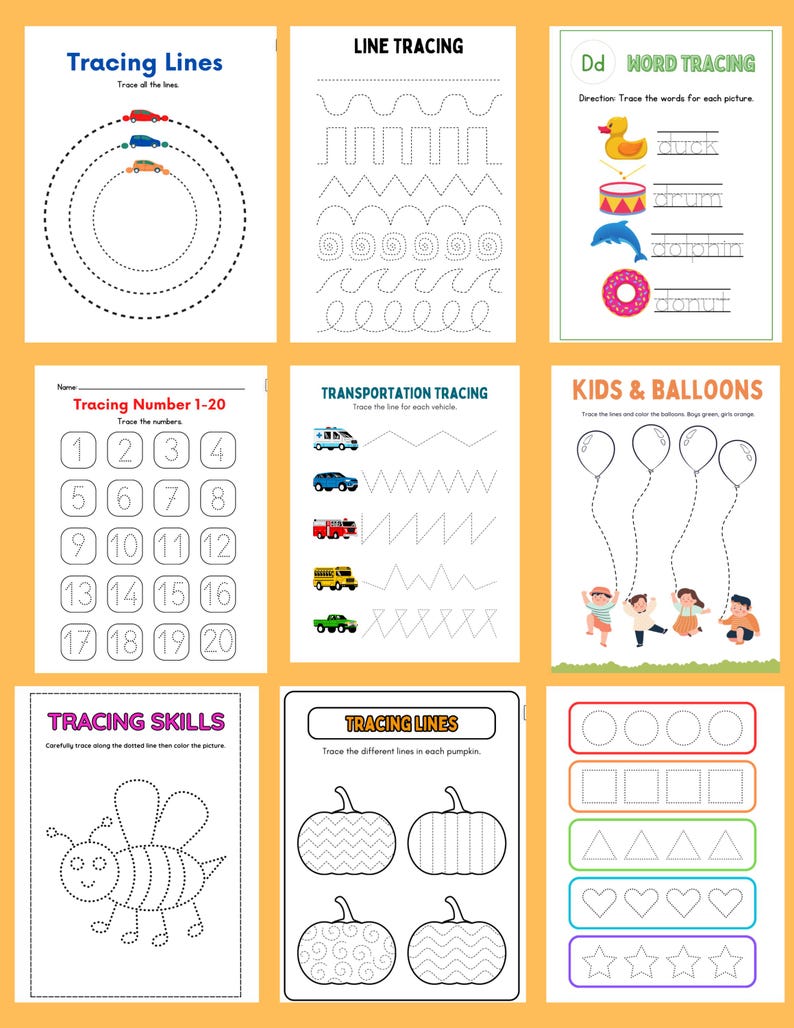 50 Line Tracing Worksheets for Kids | Line Tracing Printables | ABC ...