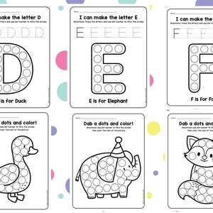 Alphabet Animals Dot Marker Coloring Pages, Printable for Kids ...
