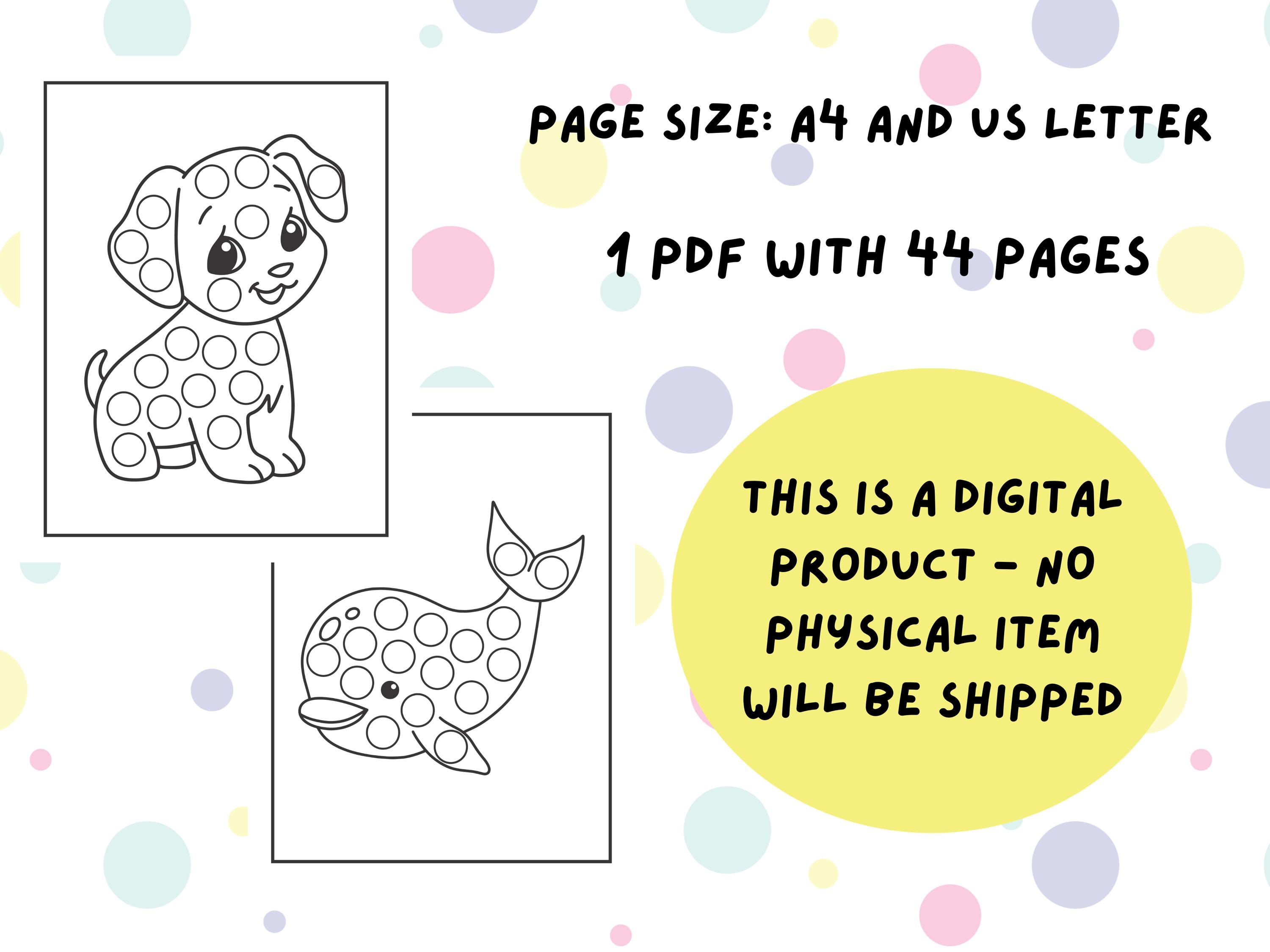 Animals Dot Marker Coloring Pages, Toddlers Coloring, Printable for ...