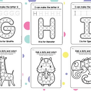 Alphabet Animals Dot Marker Coloring Pages, Printable for Kids ...