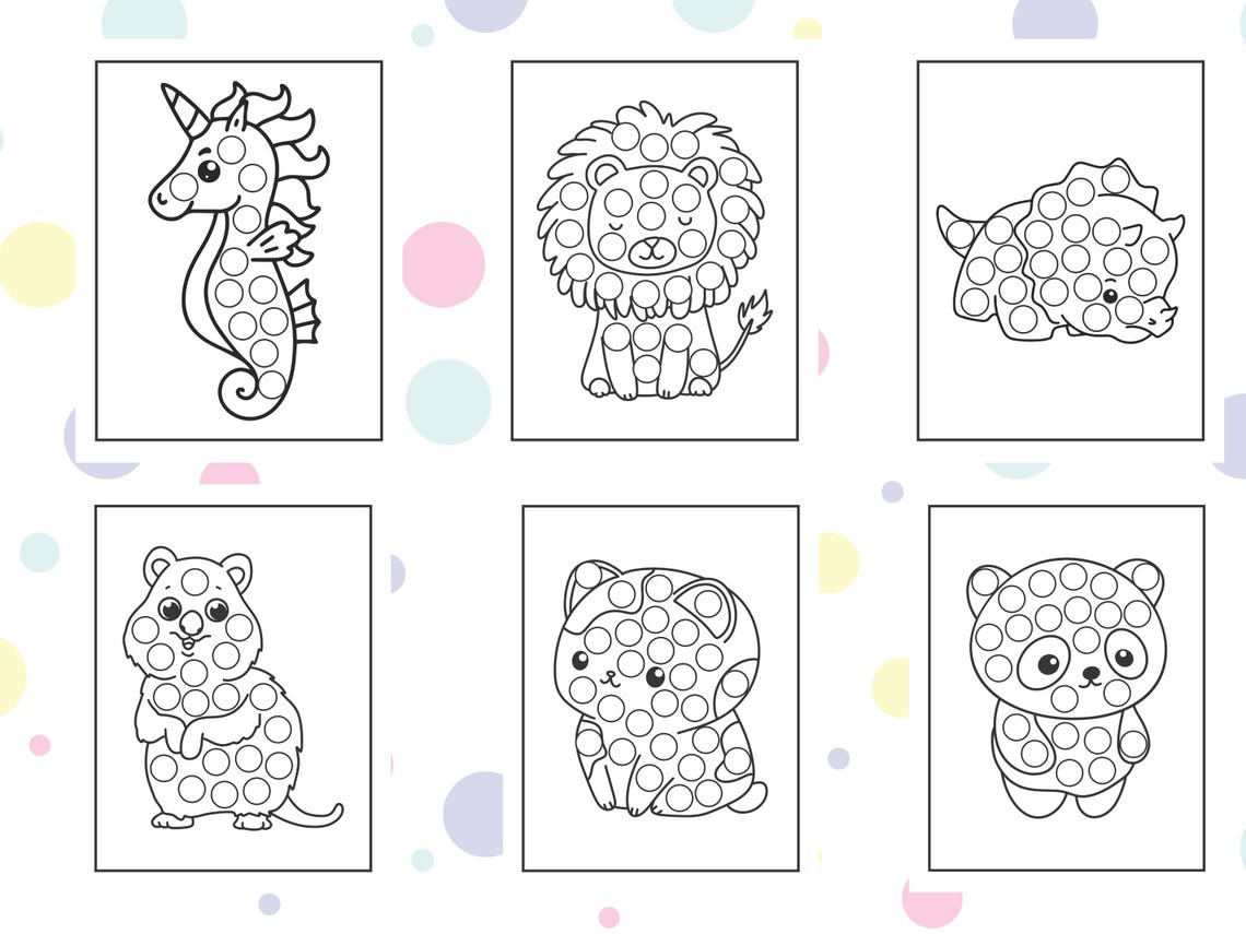 Animals Dot Marker Coloring Pages, Toddlers Coloring, Printable for ...