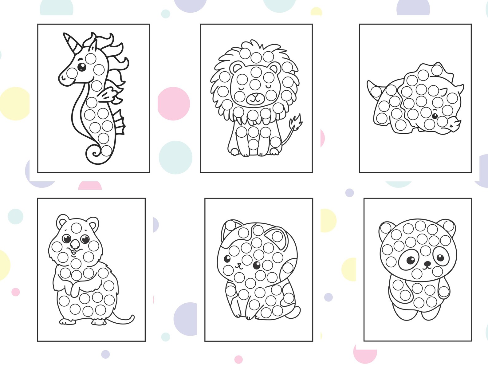 Animals Dot Marker Coloring Pages, Toddlers Coloring, Printable for ...