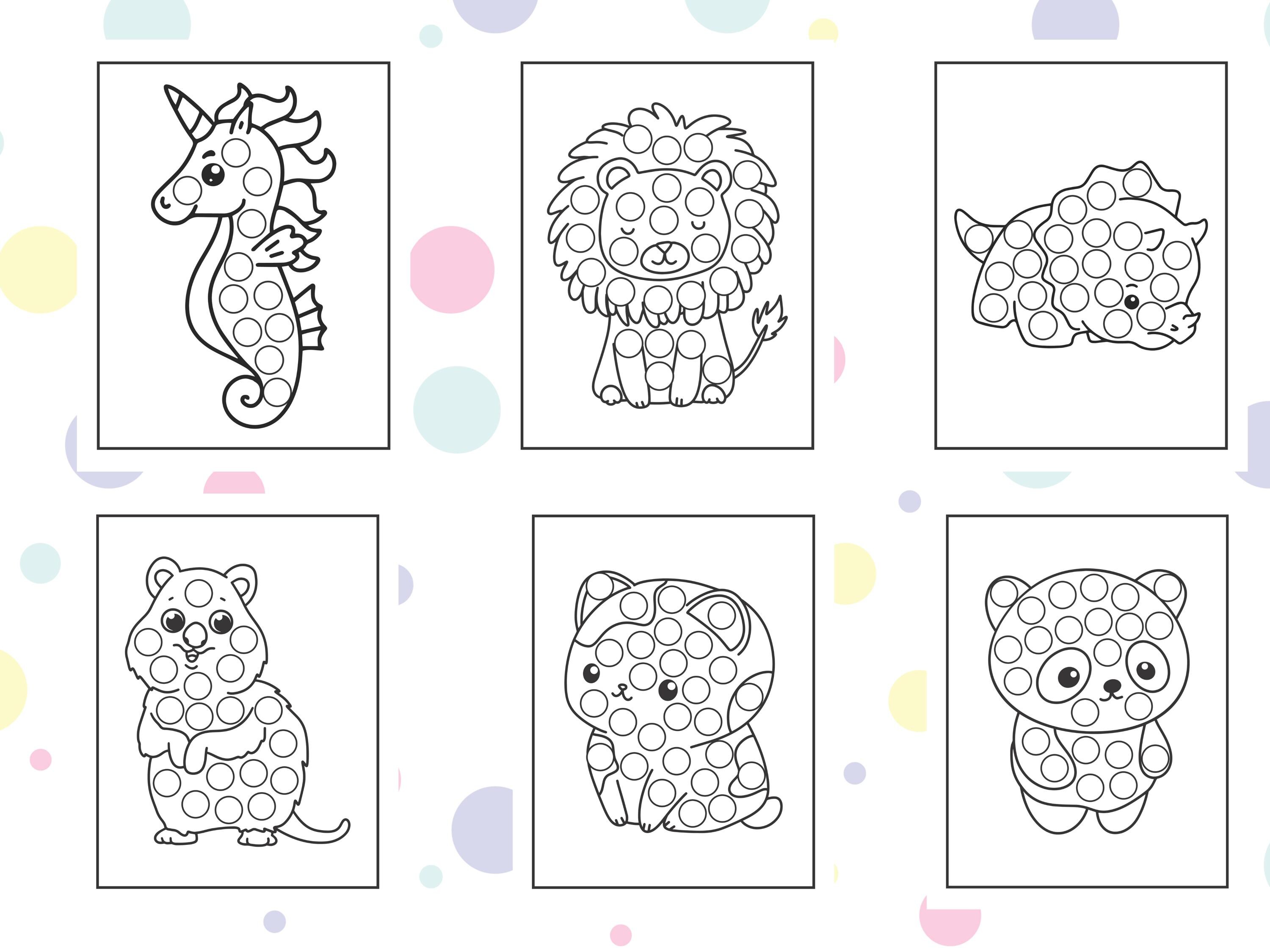 Animals Dot Marker Coloring Pages, Toddlers Coloring, Printable for ...