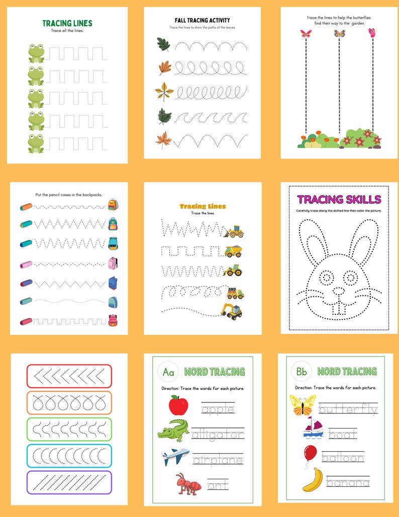 50 Line Tracing Worksheets for Kids | Line Tracing Printables | ABC ...