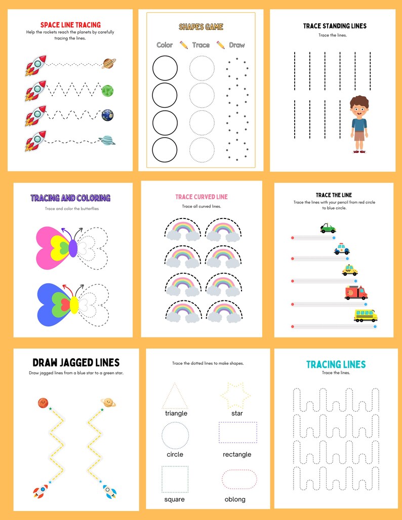 50 Line Tracing Worksheets for Kids | Line Tracing Printables | ABC ...