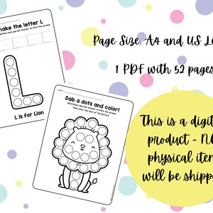 Alphabet Animals Dot Marker Coloring Pages, Printable for Kids ...