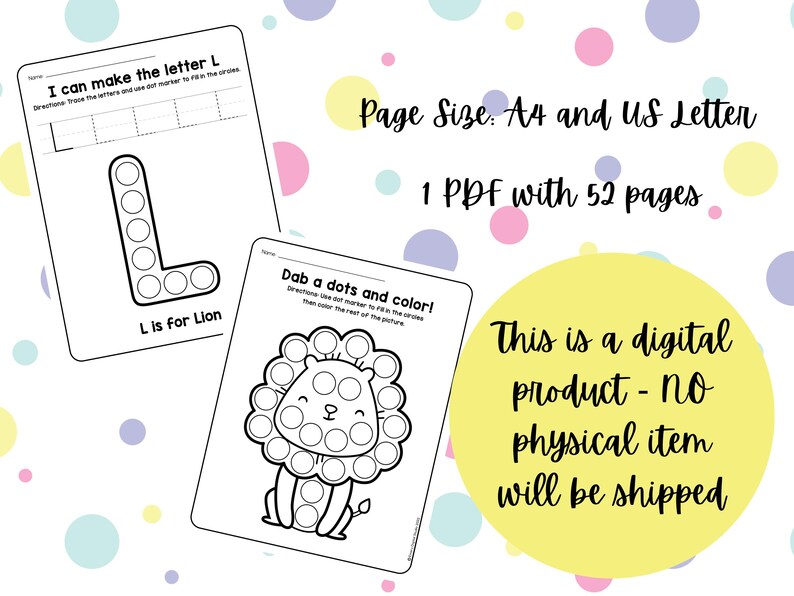 Alphabet Animals Dot Marker Coloring Pages, Printable for Kids ...