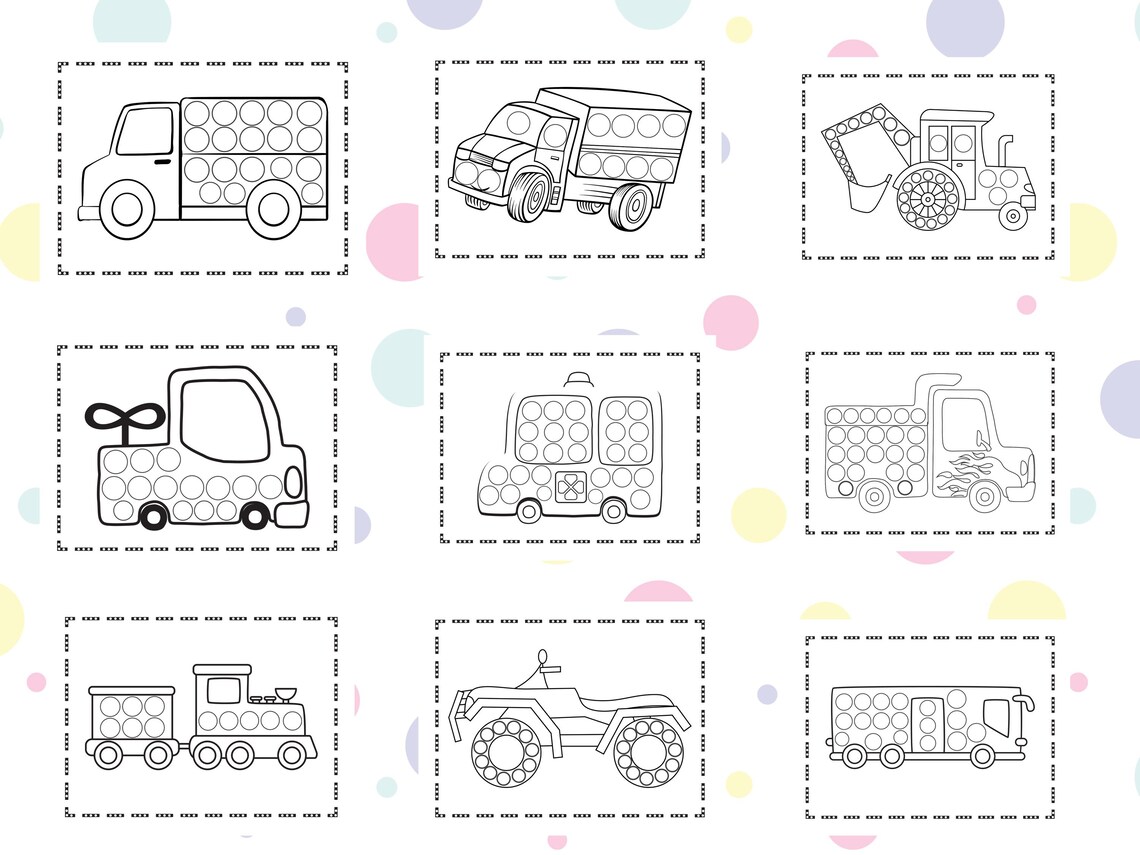 Printable Dot Marker Trucks Activity Book for Toddlers, 15 Pages ...
