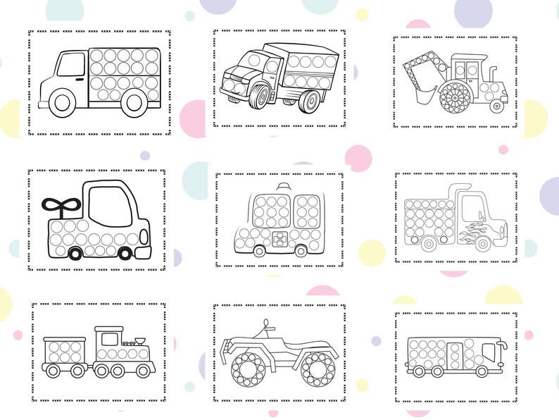Printable Dot Marker Trucks Activity Book for Toddlers, 15 Pages ...