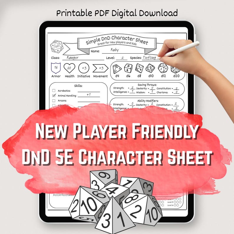 Dnd Simple Character Sheet | New Players | Kids | Easy | Dungeons and ...