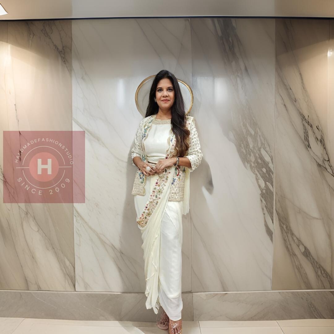 Ready to Wear Pleated Saree: Embroidered Koti, Indo-western Dress - Etsy