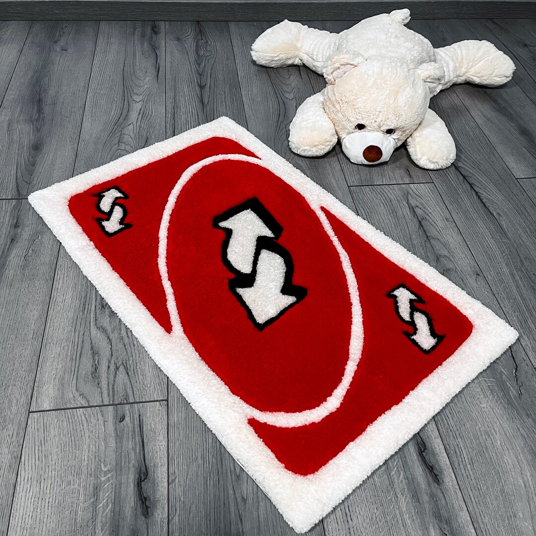 UNO Red Reverse Card Tufted Rug - Etsy