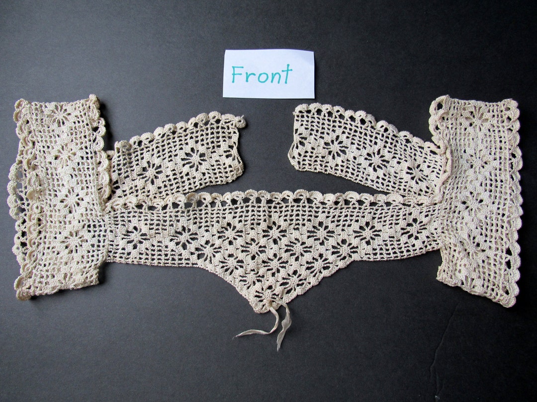 Antique Handmade Filet Crochet Lace Yoke With Sleeves, Salvaged 1800s ...