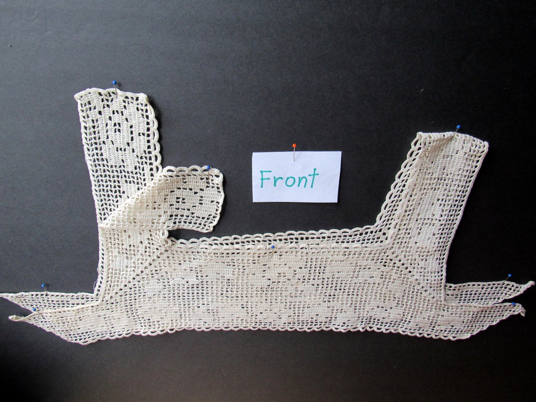 Chemise Filet Yoke, Vintage Salvaged Crocheted Lace Dress Top ...