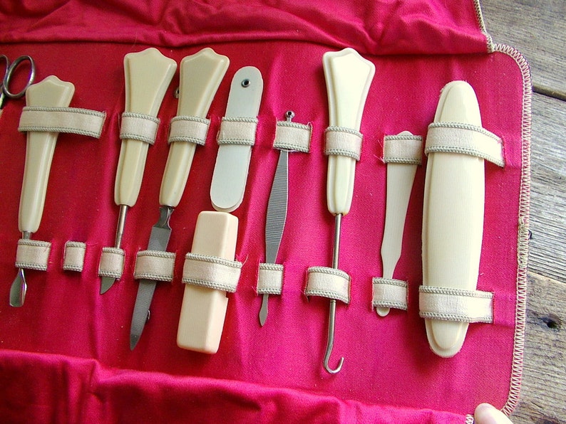 Vintage Manicure, 20s 30s Travel Case, Celluloid Vanity Set, Folding ...