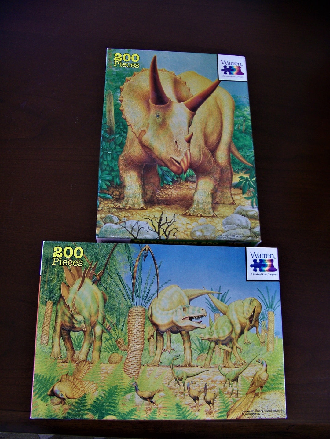 Dinosaur Jigsaw Puzzles Set of 2 T-rex, Triceratops, Stegasaurus ...