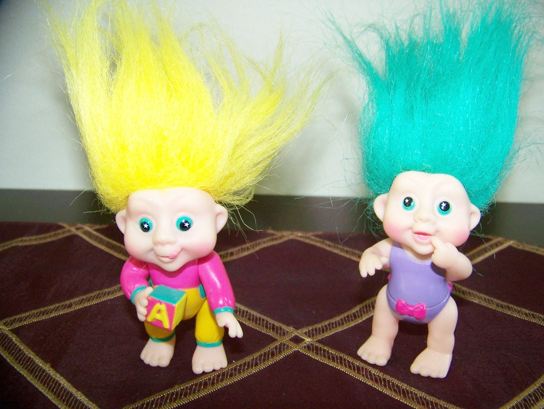 Troll Baby Dolls 1991 Rare Set of 2 Movable Arms, Legs & Heads Gift for ...