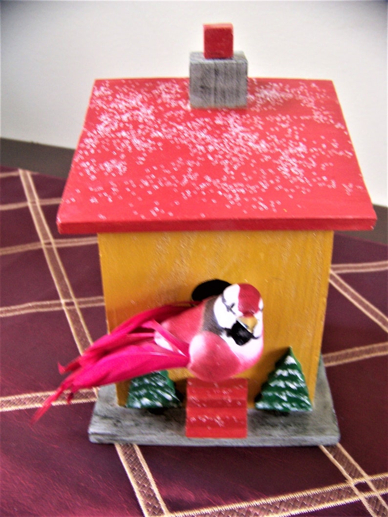Red Cardinal Birdhouse - Personalized Red & Yellow/glitter/feathered ...