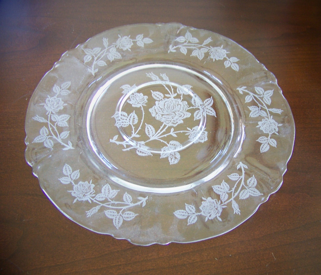 Heisey Rose Crystal Serving Plate Gift for Her Vintage 1950's Intricate ...