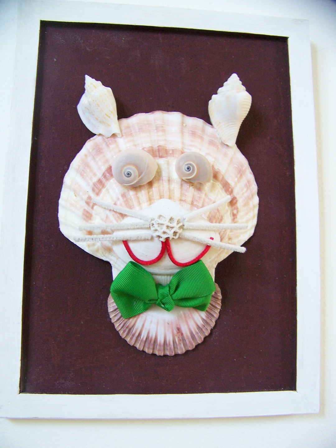 Seashell Cat Portrait Collage: Personalized Caricature Wall Art - Etsy