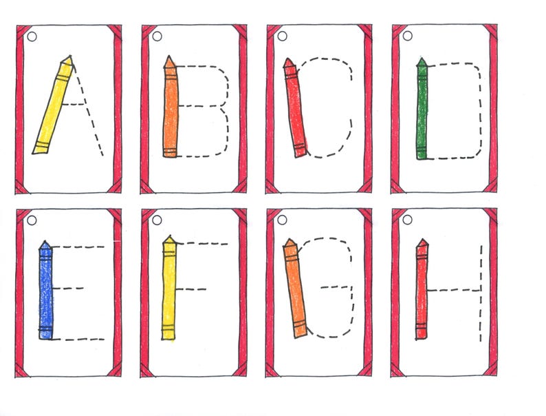 Alphabet Flashcards, Crayon Themed, Laminated , Bonus Shape Flashcards ...