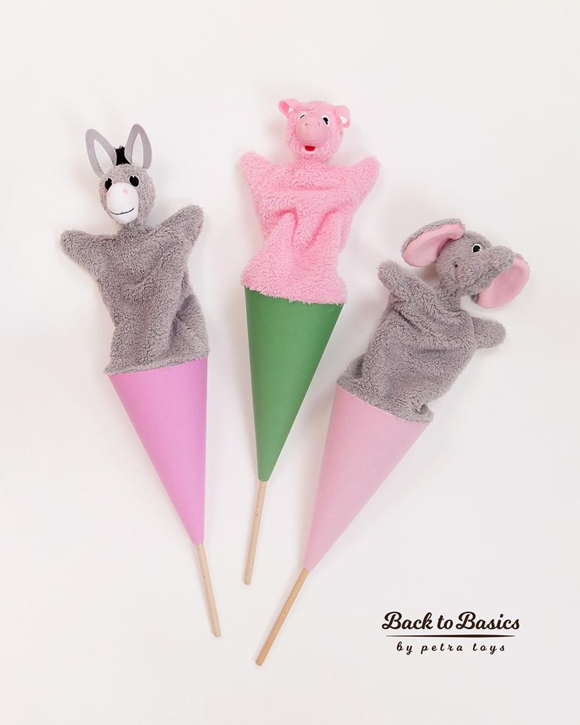 Peek-a-boo Donkey Cone Puppet | Pop up Toy Puppet | Push up Stick Hand ...