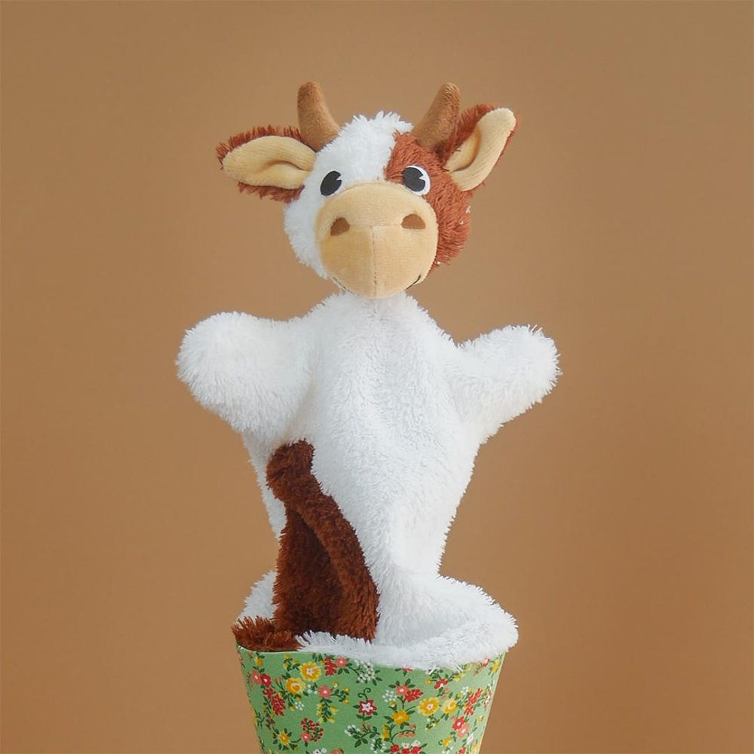 Peek-a-boo Cow Cone Puppet | Pop up Toy Puppet | Push up Stick Hand ...