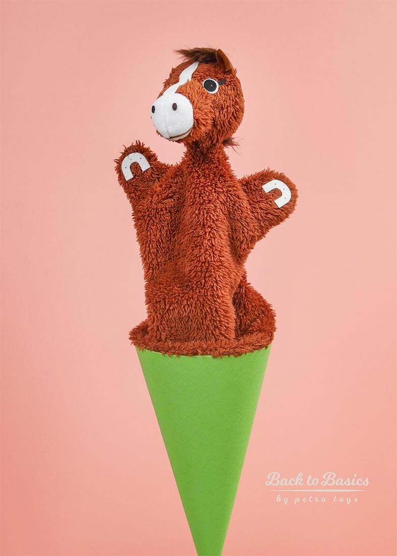 Peek-a-boo Horse Cone Puppet | Pop up Toy Puppet | Push up Stick Hand ...