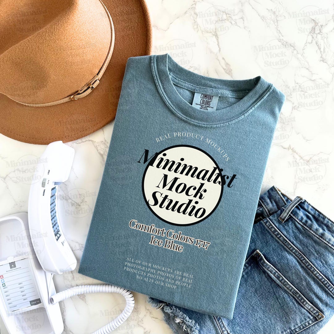 Comfort Colors 1717 Ice Blue Mockup Tshirt Mockup Shirt Flay Lay Print ...
