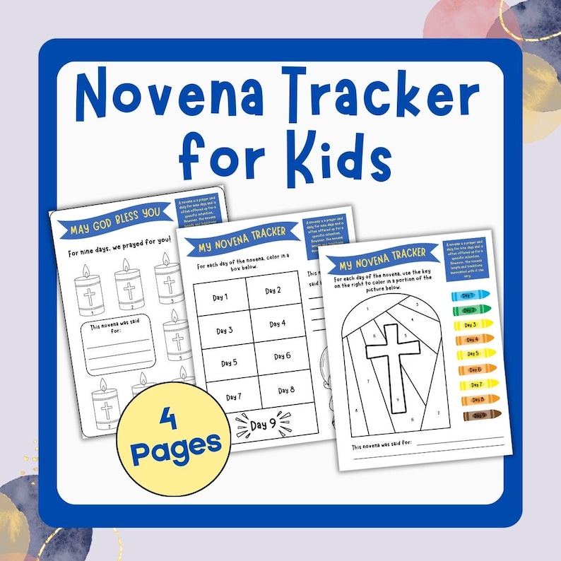 Printable Catholic Kids Novena Tracker | Prayer Coloring Pages (digital ...