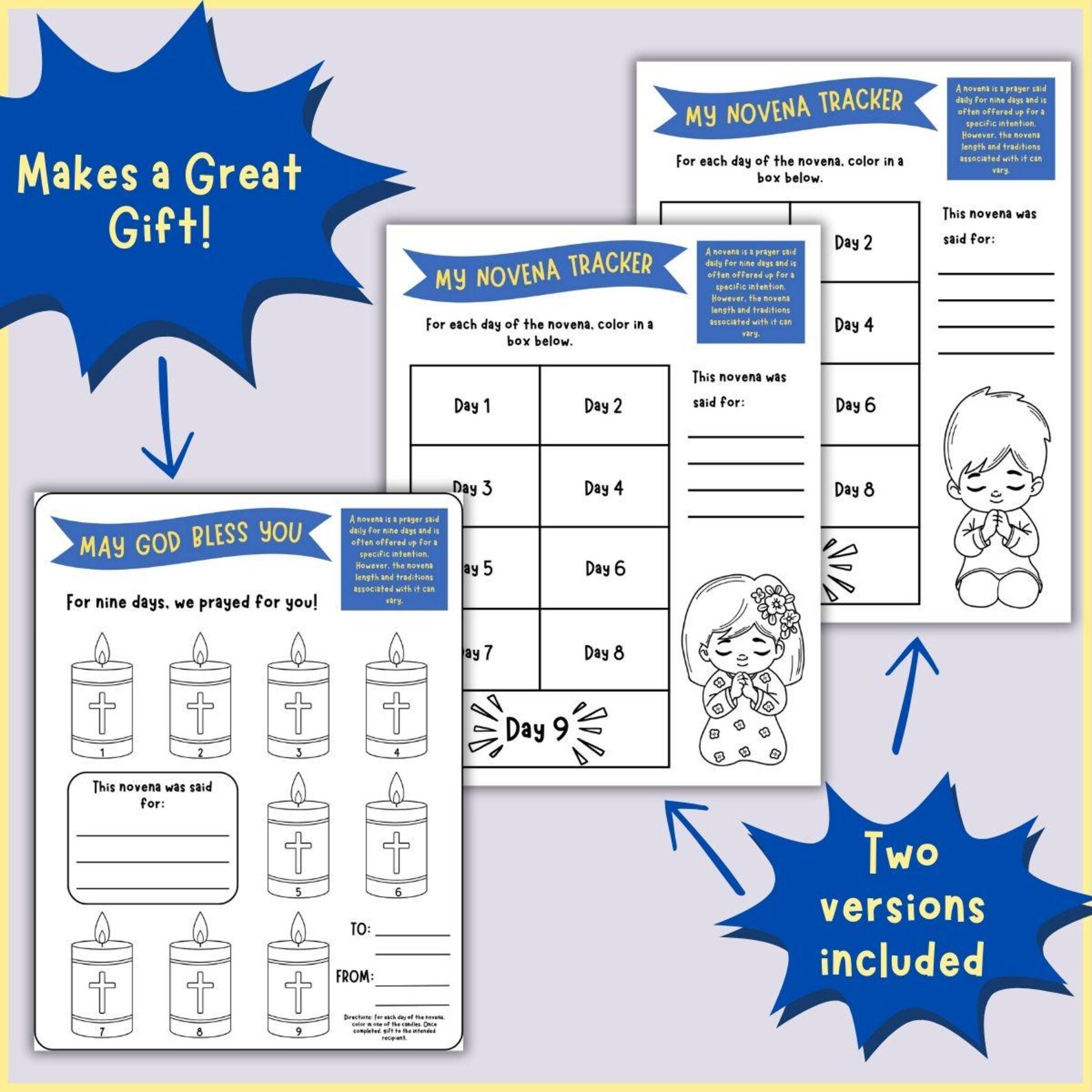 Printable Catholic Kids Novena Tracker | Prayer Coloring Pages (PDF ...