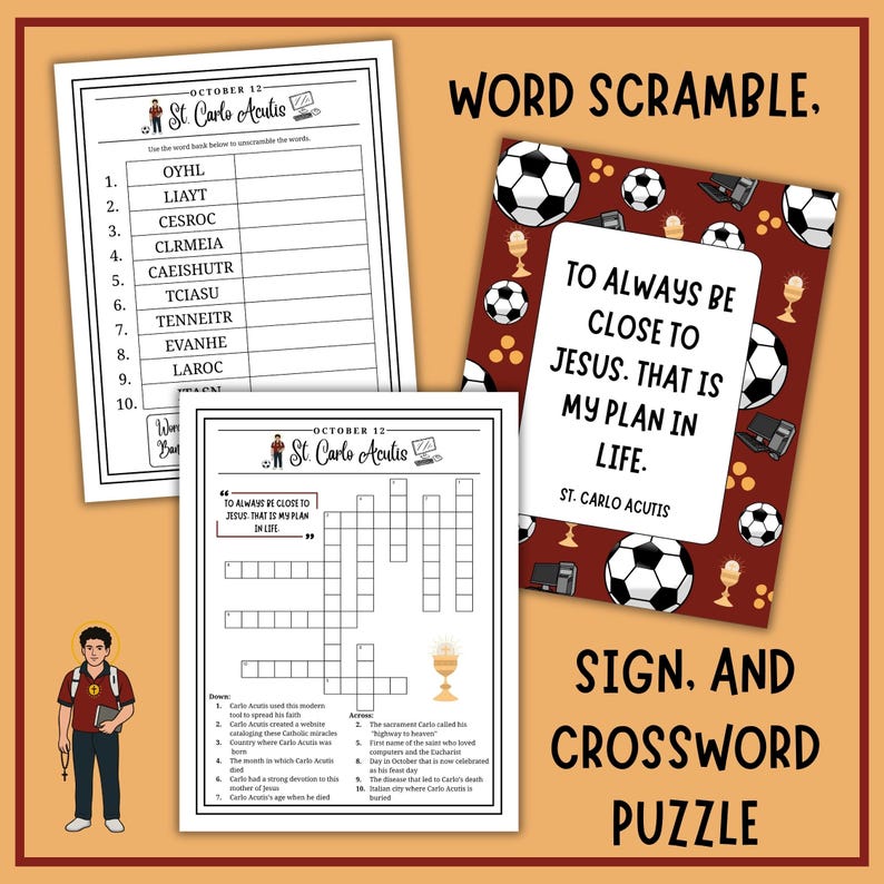 St. Carlo Acutis Activity Packet | Catholic Kids Feast Day (digital ...
