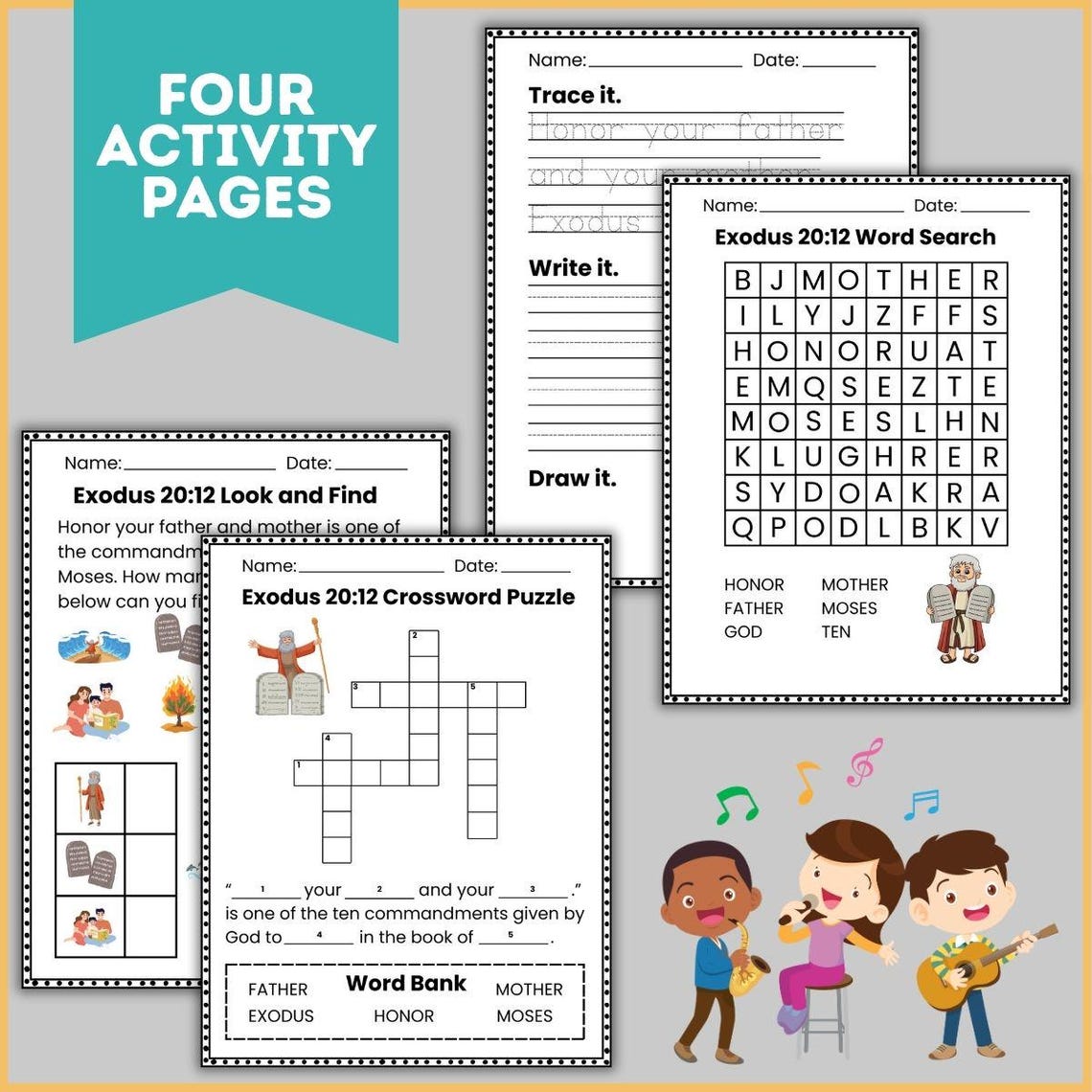 Exodus 20:12 Scripture Packet for Kids | Honor Your Father and Your ...