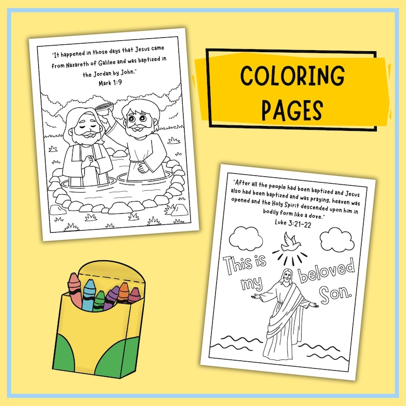 The Baptism of Jesus Activity Packet for Kids (digital Download) - Etsy