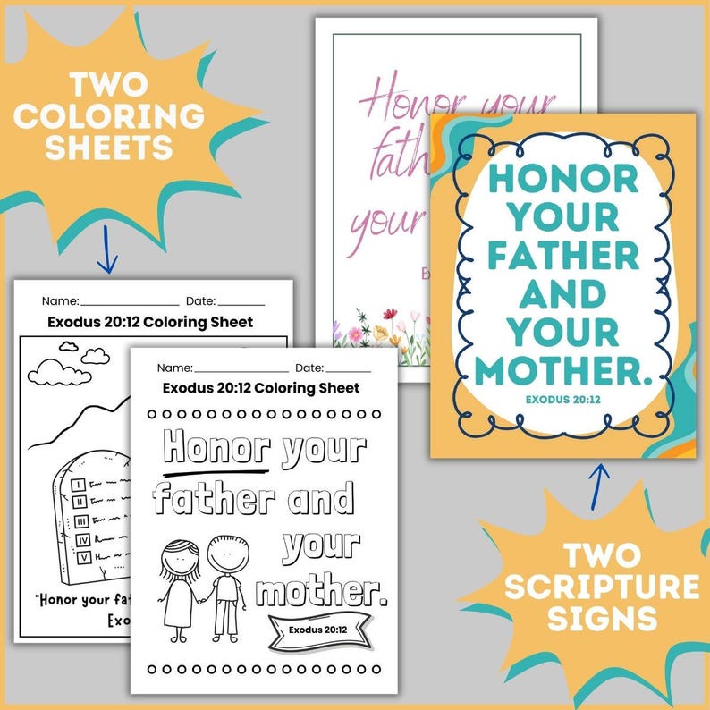 Exodus 20:12 Scripture Packet for Kids | Honor Your Father and Your ...
