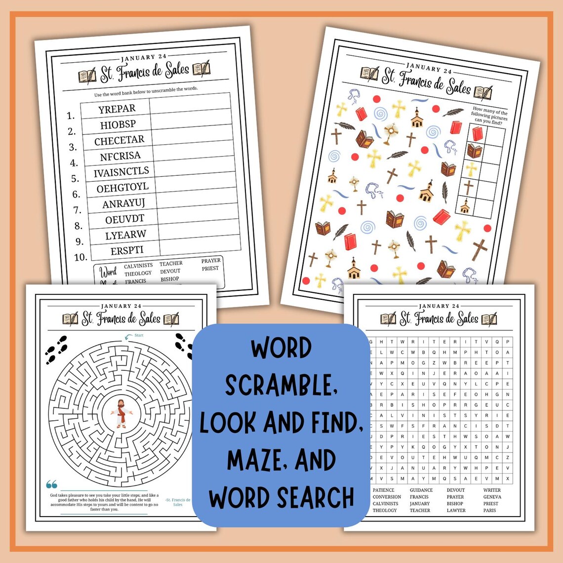 St. Francis De Sales Activity Packet for Catholic Kids (digital ...