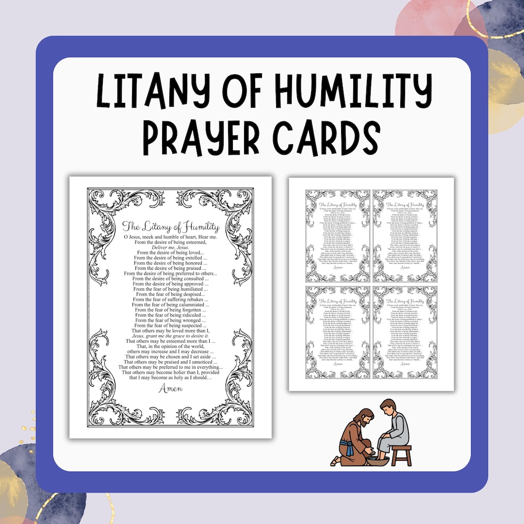 Litany of Humility Prayer Cards | Catholic Kids Printable (digital ...