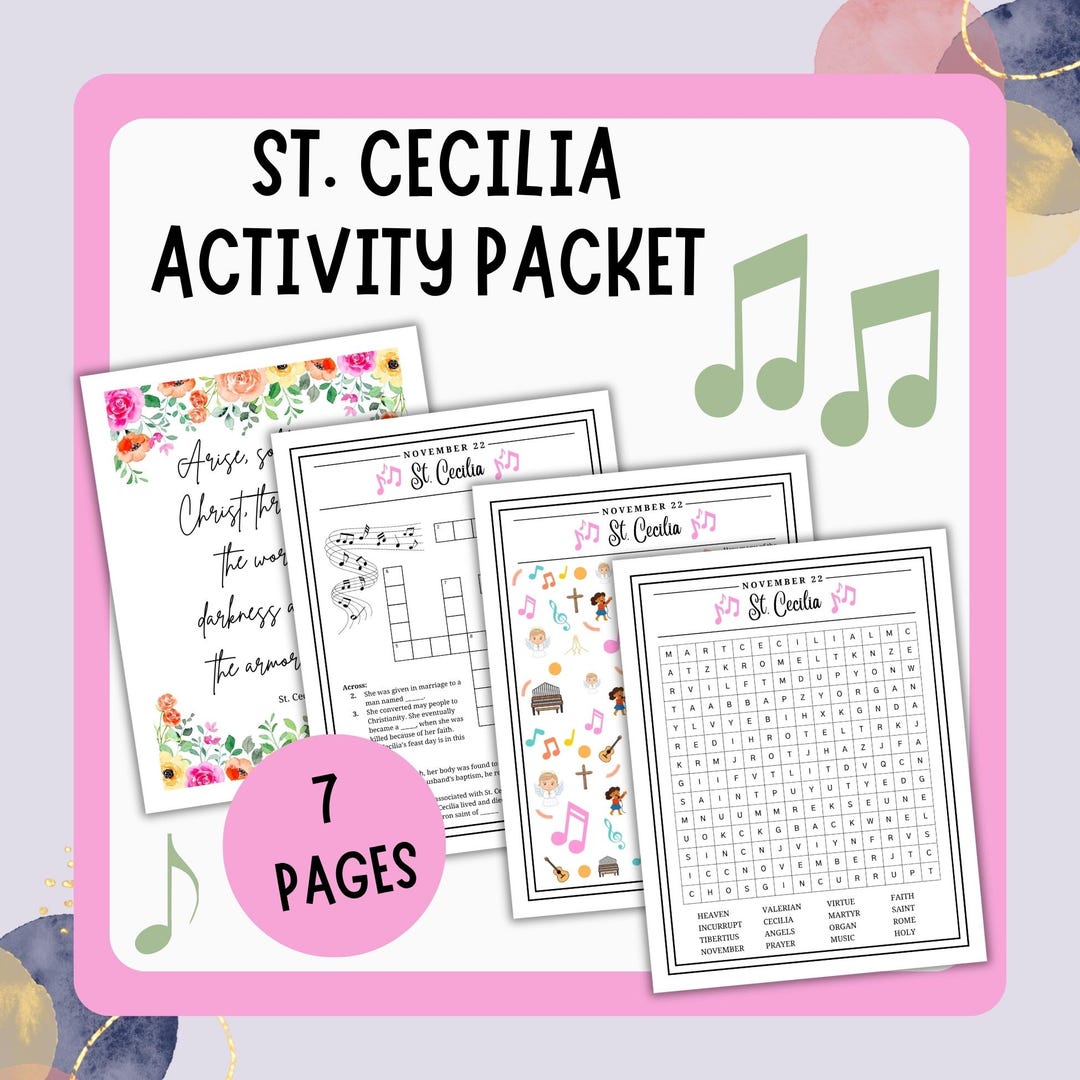 St. Cecilia Activity Packet for Catholic Kids (digital Download) - Etsy