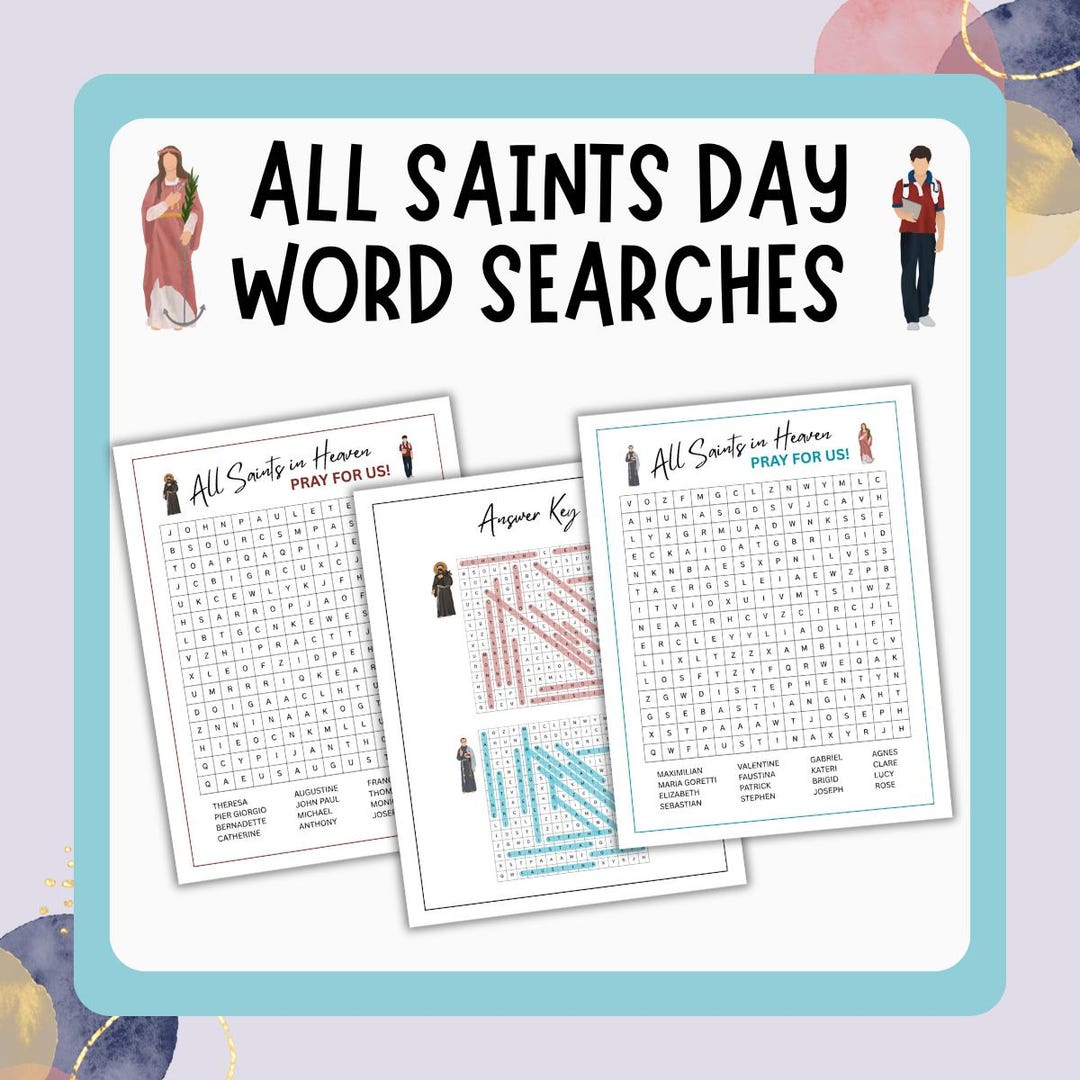 All Saints Day Word Searches | Catholic Kids Printable | Hallowtide ...
