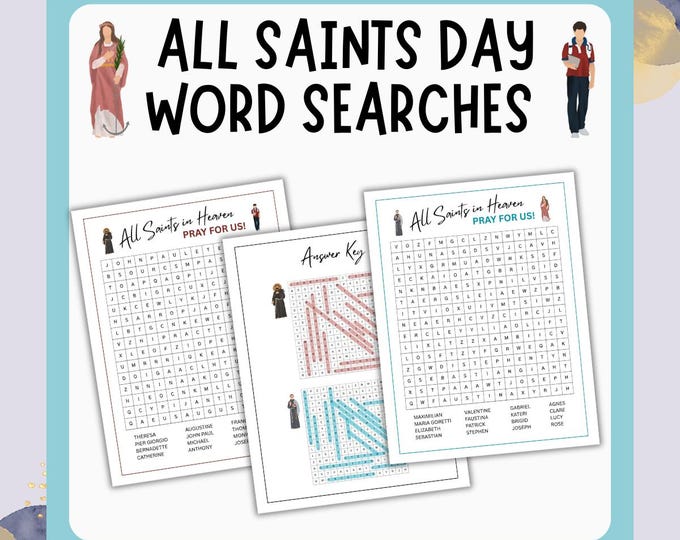 All Saints' Day Word Search Printable PDF - Etsy